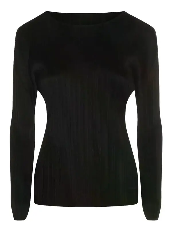 Issey Miyake Pleated Long-sleeved Blouse - Black
