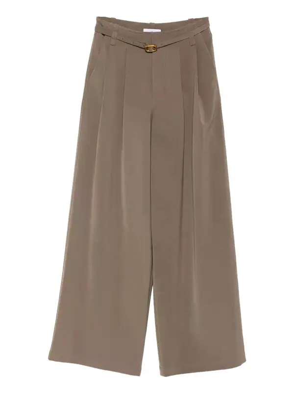ISABELLE BLANCHE Belted Pleated Trousers - Brown