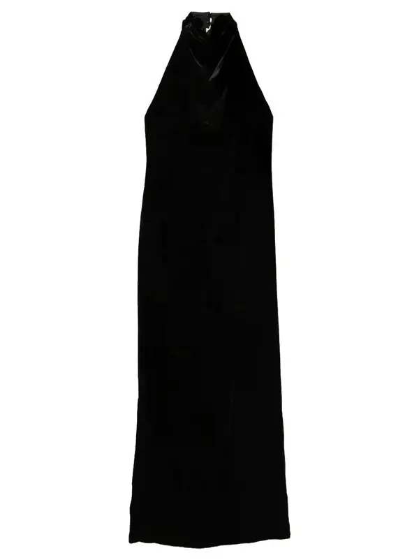 Raquel Diniz Halterneck Velvet Midi Dress - Black