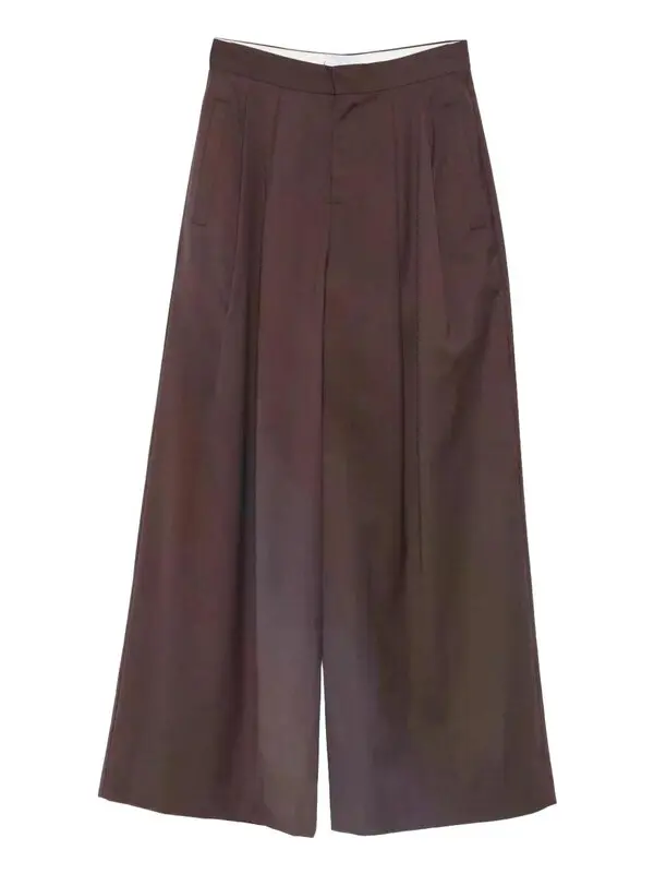 ISABELLE BLANCHE Pleat-detail Wide Leg Trousers - Brown