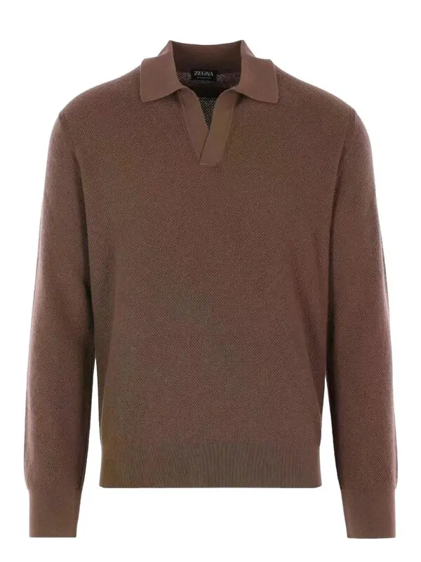 Zegna Open-collar Sweater - Brown