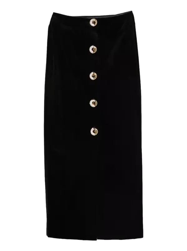 BLAZÉ MILANO Button-up Velvet Midi Skirt - Black