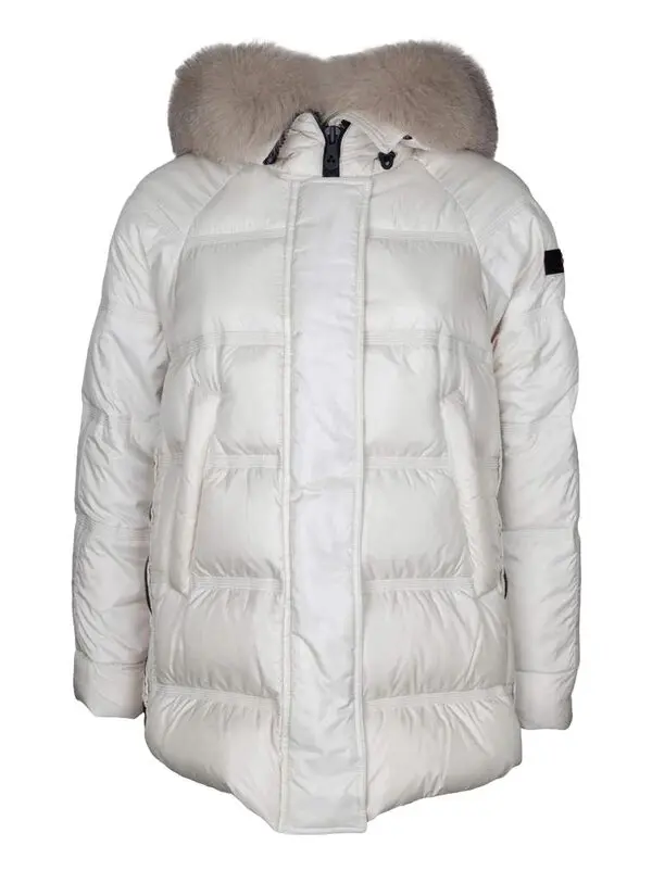 Peuterey Quilted Goose Down Jacket With Fur Trim - Beige