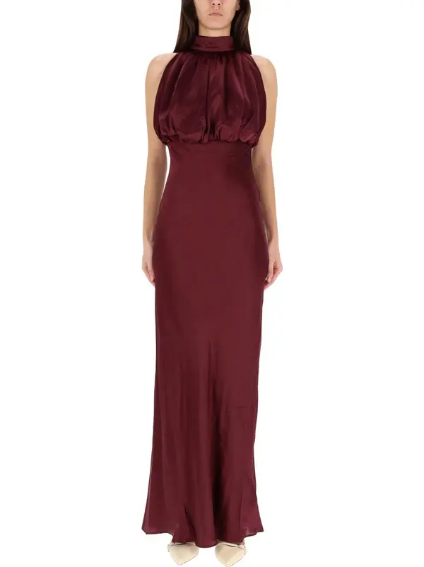 Remain Birger Christensen Silk Long Dress - Bordeaux