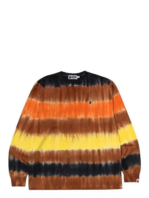 A BATHING APE Drip Stripe Relaxed Fit Long Sleeve Tee Shirt - Orange