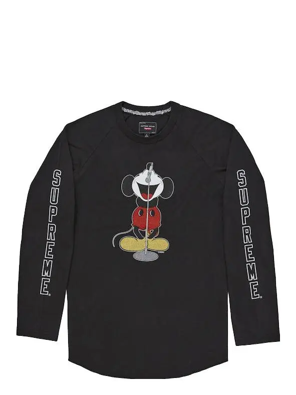 Supreme Number Ine Mickey Raglan Shirt Long Sleeve Top - Black