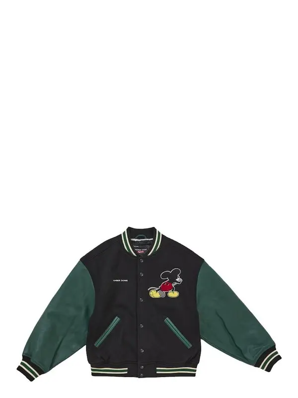 Supreme Number Ine Mickey Varsity Jacket - Black