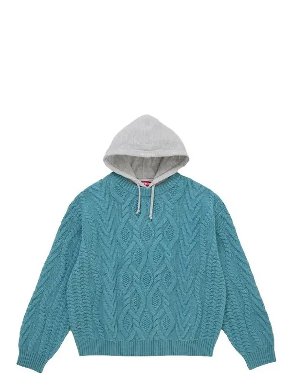 Supreme Cable Hooded Sweater - Teal