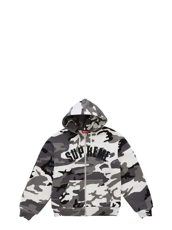 Supreme Arc Thermal Lined Zip Up Hooded Sweatshirt - Snow Camo
