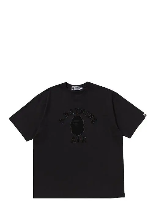 A BATHING APE Stone College Relaxed Fit Tee Shirt - Black