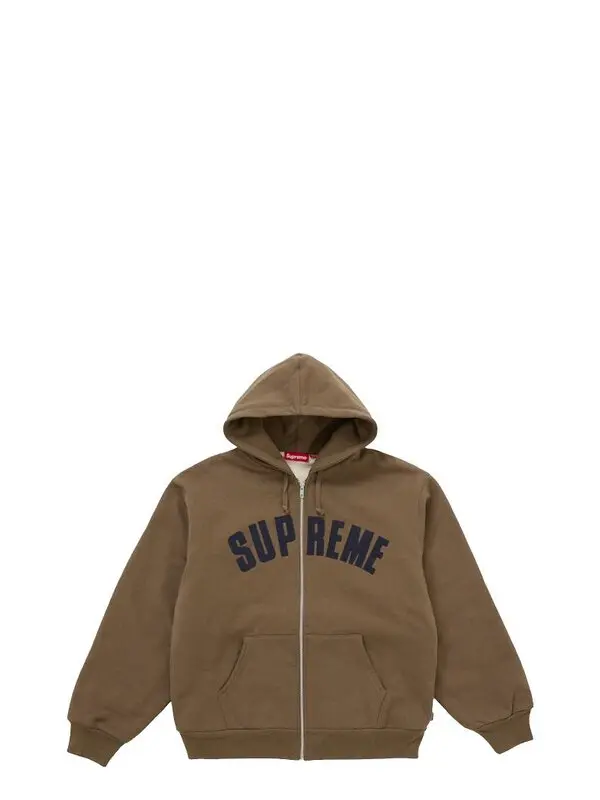 Supreme Arc Thermal Lined Zip Up Hooded Sweatshirt - Brown