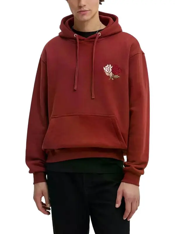 LES DEUX Flower-embroidered Hoodie - Red