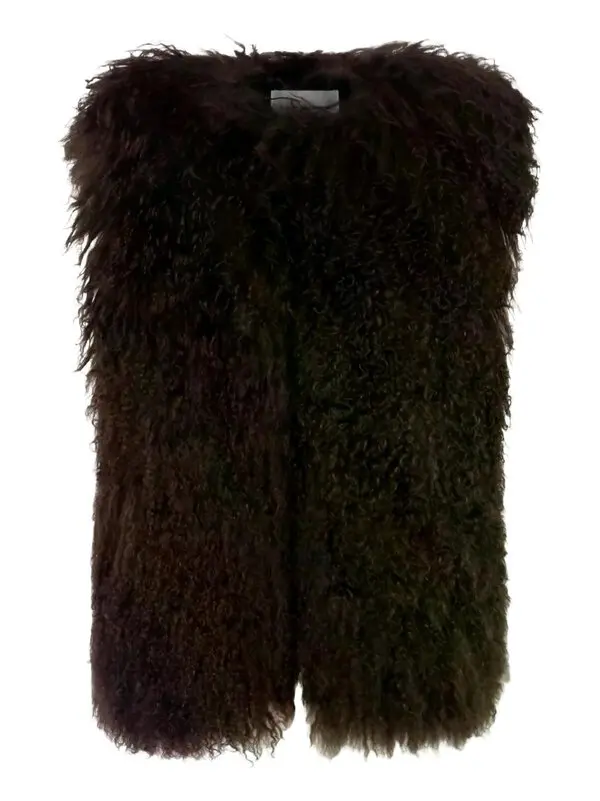 YVES SALOMON Long-hair Fur Gilet - Brown
