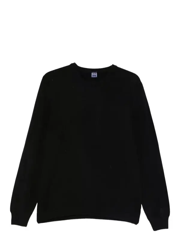 Fedeli Virgin Wool Crew Neck Sweater - Black