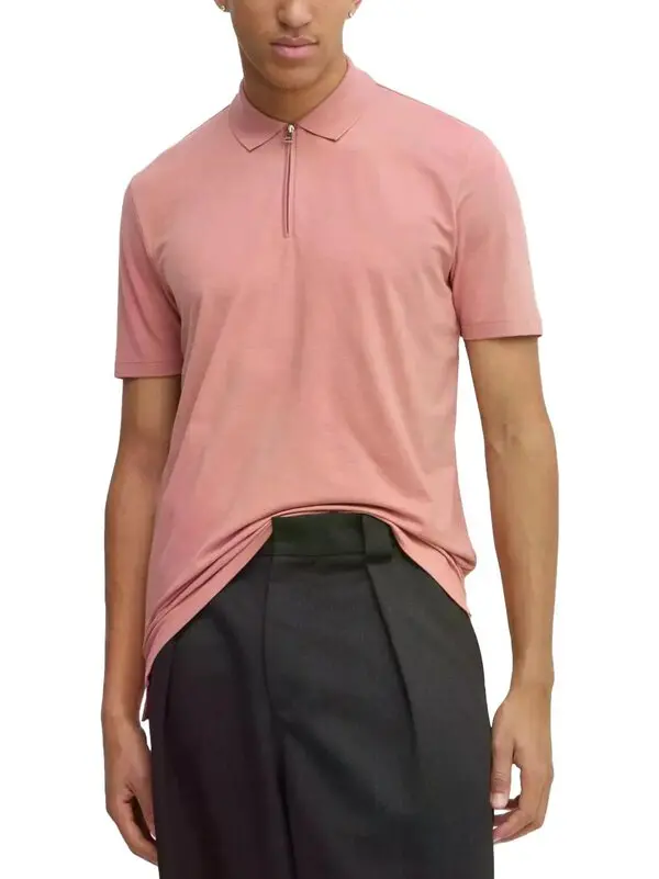 Hugo Zip-neck Polo Shirt - Pink