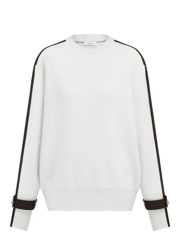 FERRAGAMO Crewneck Virgin Wool Sweater - White