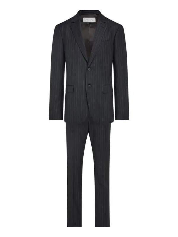 FERRAGAMO Wool Pinstripe Suit - Black