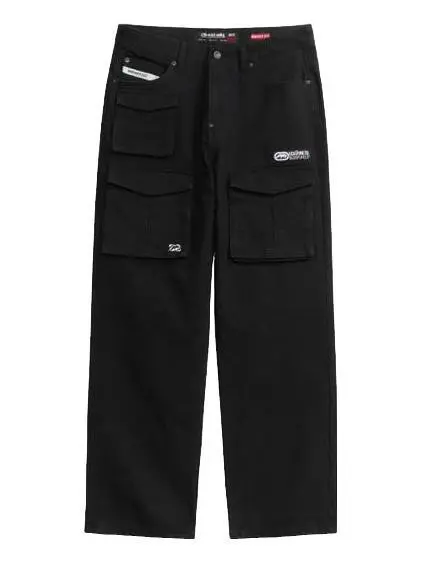 ECKO UNLTD. Triple Cargo Wide Denim Pants - Black Wash