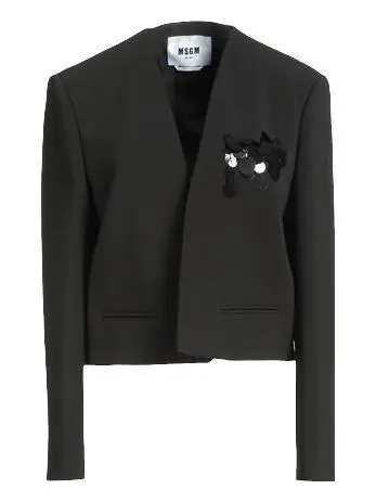 MSGM Crepe Jacket With Appliqués - Black