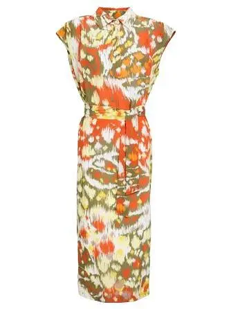 CALIBAN Midi Dress In Viscose And Silk - Orange