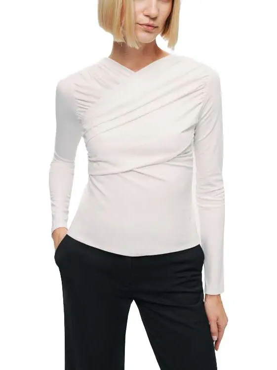 NOCTURNE Draped Detail Long Sleeve Top - Ivory