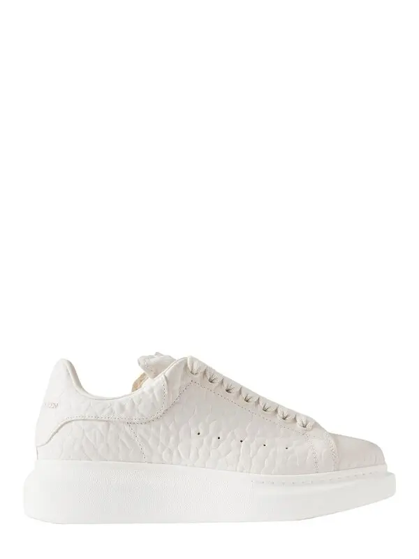 Alexander McQueen Textured-leather Exaggerated-sole Sneakers - Neutrals