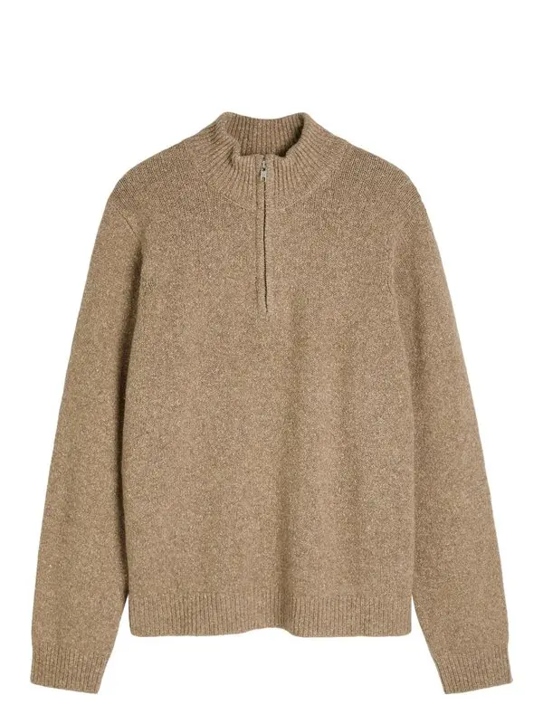 WON HUNDRED Viaan Half-zip Wool And Silk-blend Jumper - Tan