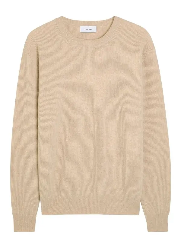 LARDINI Ribbed Wool And Cashmere-blend Jumper - Beige