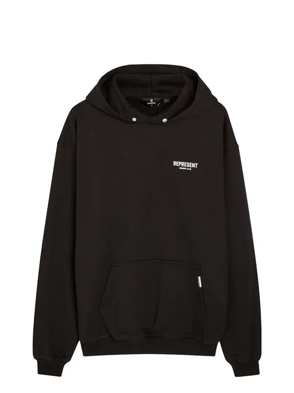 REPRESENT Owners' Club Logo Hooded Cotton Sweatshirt - Black