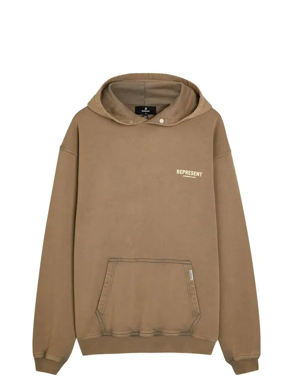 REPRESENT Owners' Club Logo Hooded Cotton Sweatshirt - Taupe