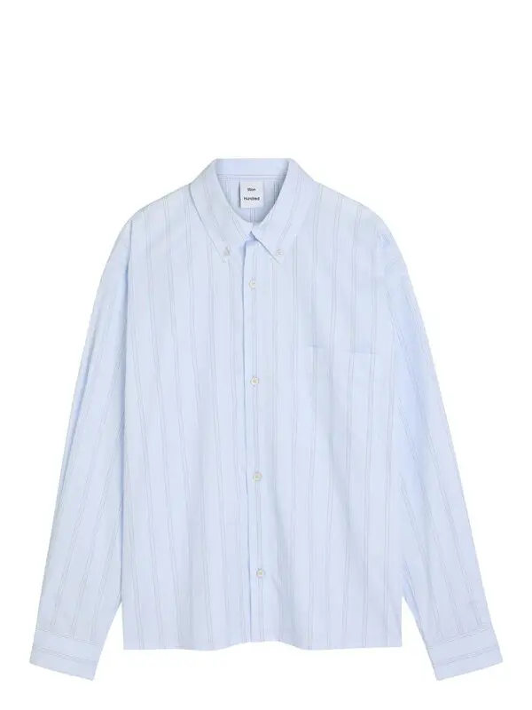 WON HUNDRED Maza Striped Cotton-poplin Shirt - Light Blue