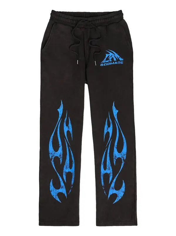 GOD MADE Printed Straight-leg Cotton Sweatpants - Black