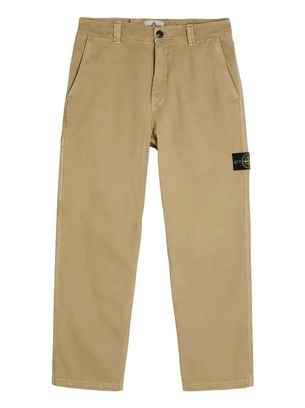 Stone Island Straight-leg Canvas Trousers - Sand