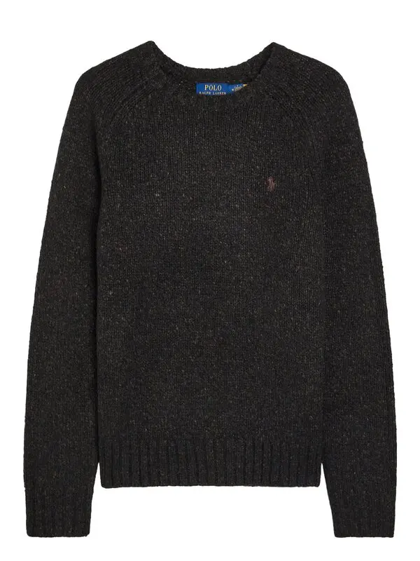 Ralph Lauren Logo-embroidered Wool-blend Jumper - Charcoal