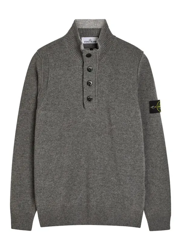 Stone Island Wool-blend Polo Jumper - Grey