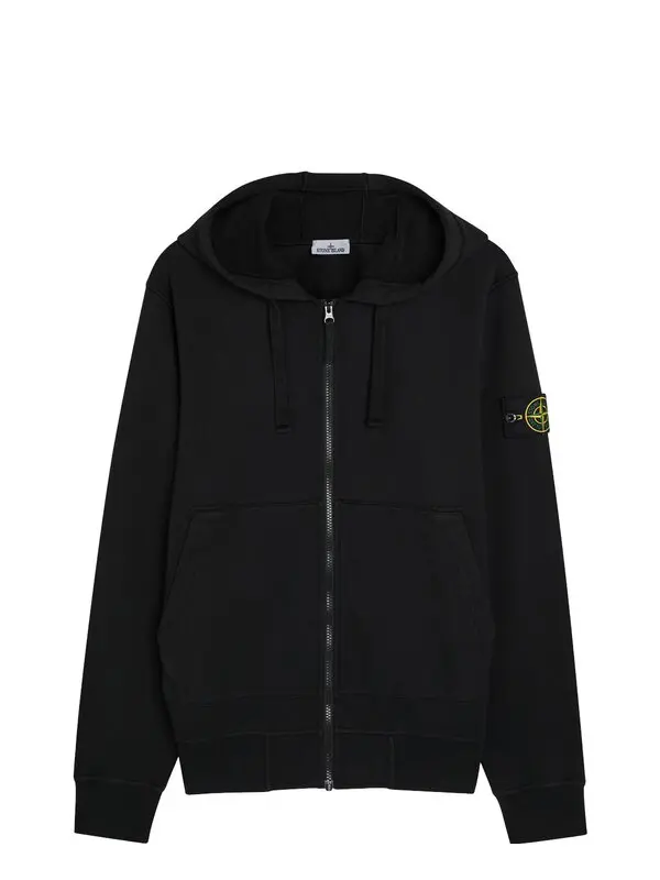Stone Island Hooded Cotton Sweatshirt - Black