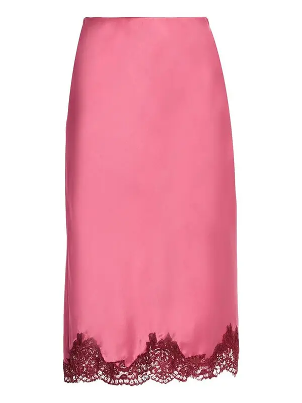 LoveShackFancy Malina Silk Midi Skirt - Deep Rose