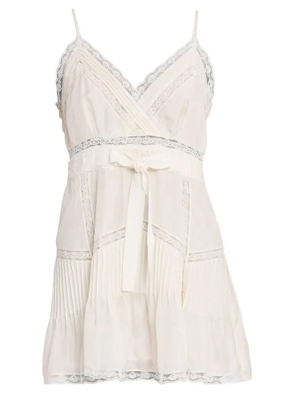 LoveShackFancy Sibelle Silk Ribbon Mini Dress - Ivory