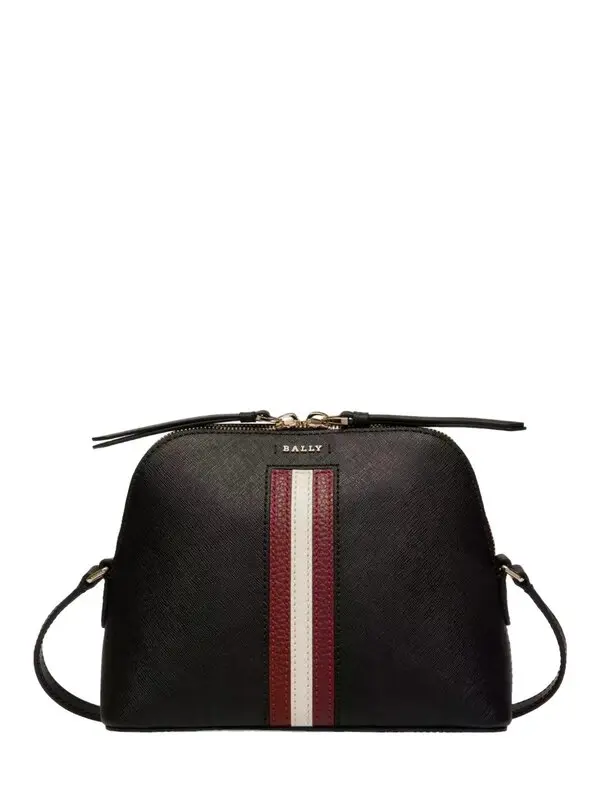 Bally Embossed Leather Bag With Stripe Detail - Black