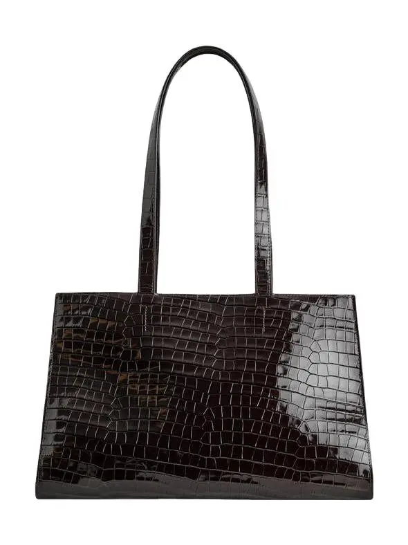 Cos Gallery Croc-effect Leather Tote Bag - Brown