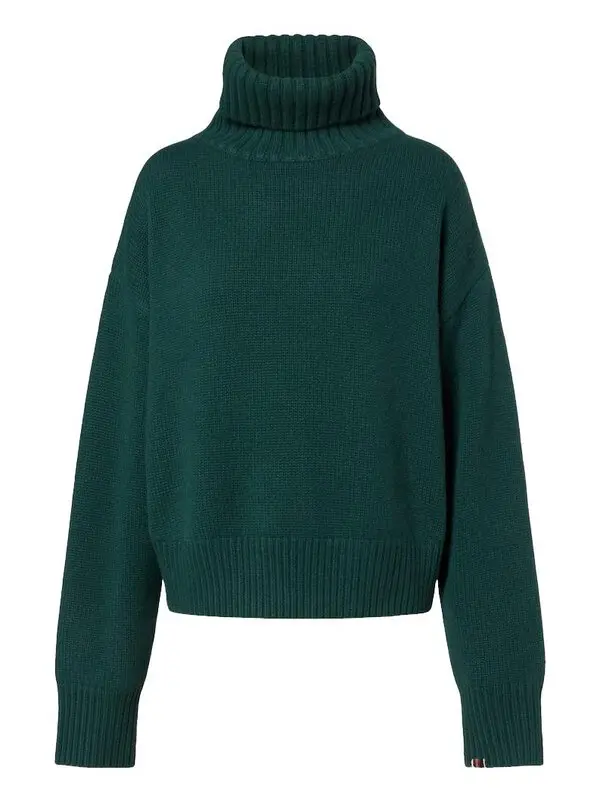 EXTREME CASHMERE X Crop Xtra Cashmere Turtleneck Sweater - Green