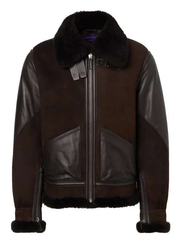 Ralph Lauren Purple Label Shearling-lined Leather And Suede Jacket - Brown
