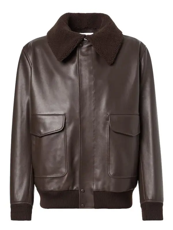 Gabriela Hearst Shearling-trimmed Leather Bomber Jacket - Brown