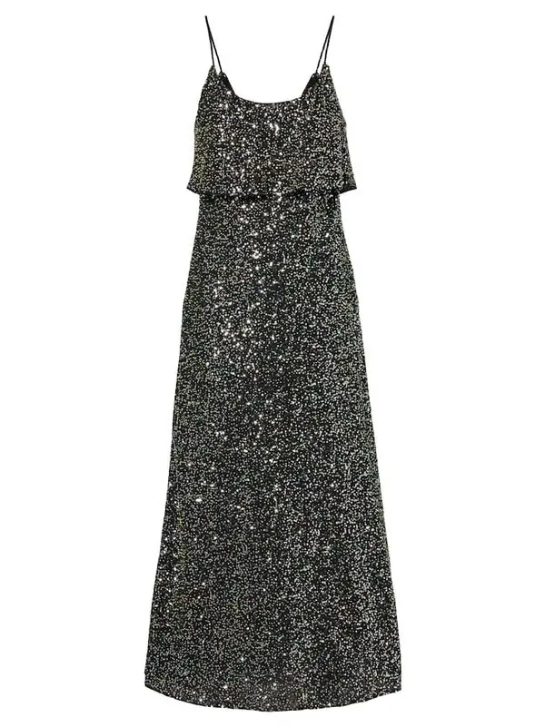 Rabanne Embellished Crêpe Slip Dress - Black