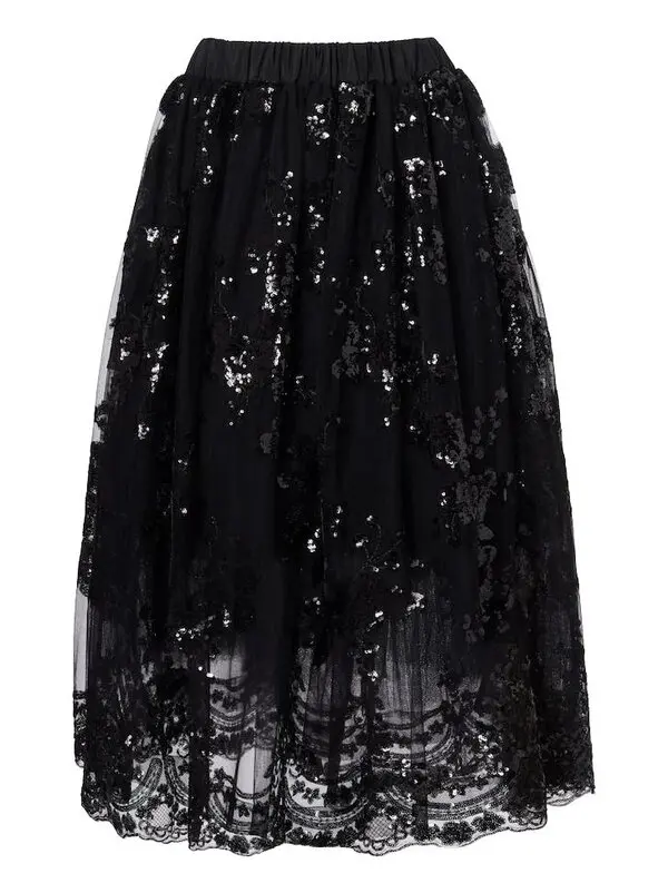 Simone Rocha Sequined Midi Skirt - Black