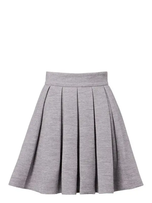 Balmain Pleated Wool And Cotton-blend Miniskirt - Grey