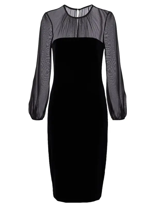 Max Mara Carl Embellished Silk Velvet Midi Dress - Black