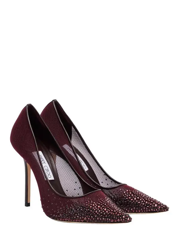 JIMMY CHOO Love 100 Crystal-embellished Pumps - Burgundy