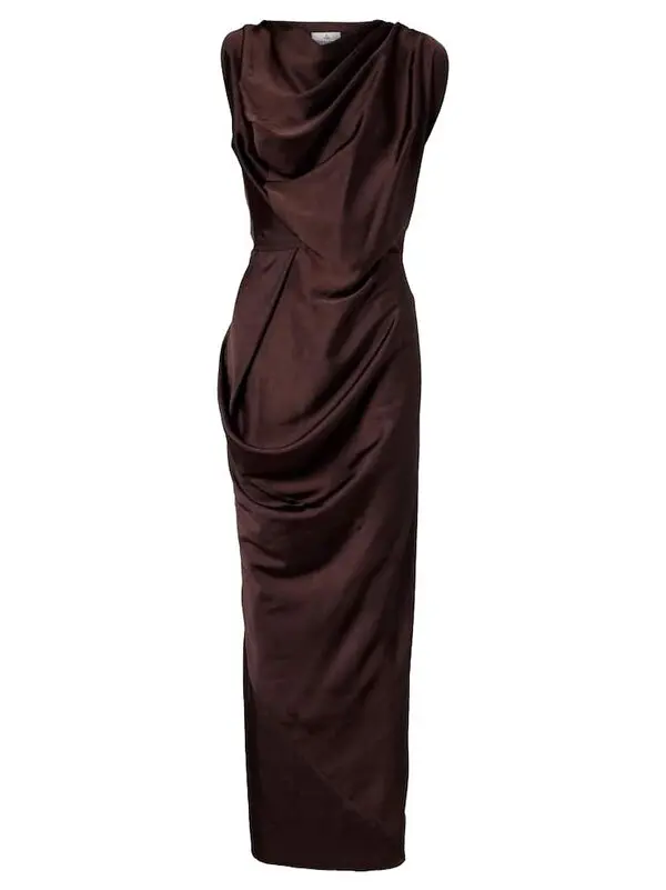 VIVIENNE WESTWOOD Long Fond Draped Satin Gown - Brown