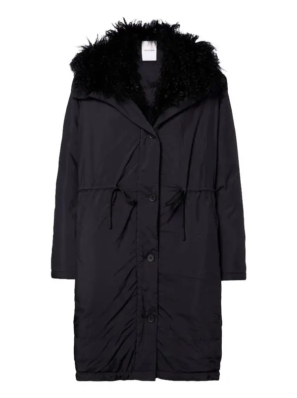 YVES SALOMON Hooded Shearling-trimmed Down Coat - Black